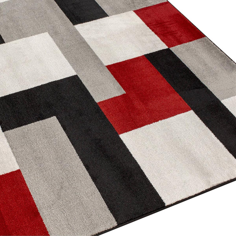 Ivy Bronx Athena Looped Grey/Red/White Rug | Wayfair.co.uk
