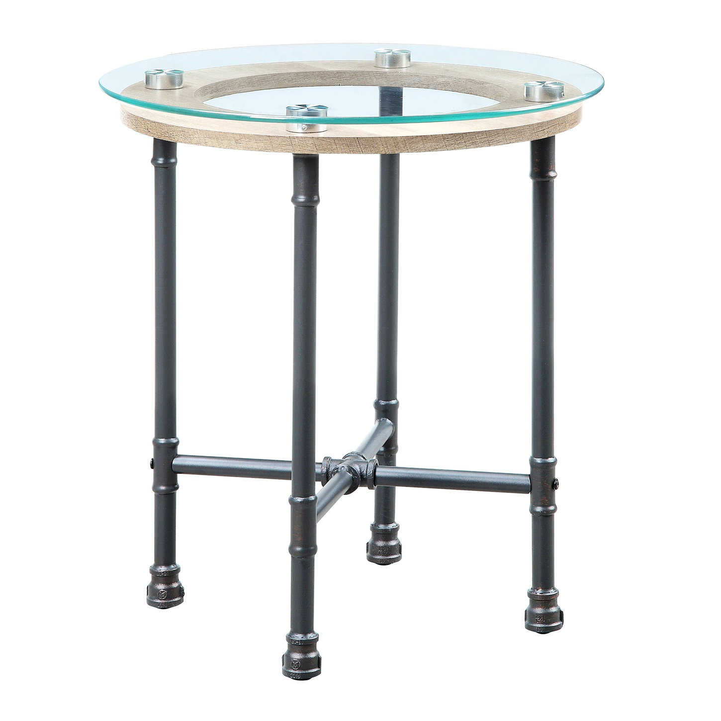 Williston Forge Brantley Industrial 22"Dia Round End Table in Clear ...
