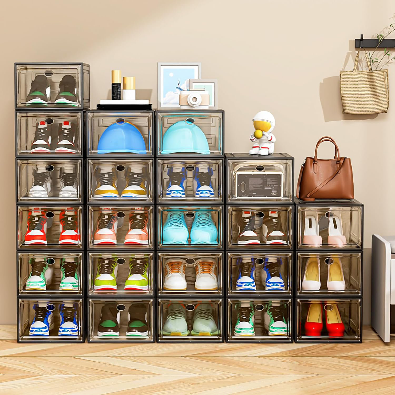 Rebrilliant Clear Shoe Storage Organizer With Magnetic Door, Stackable ...