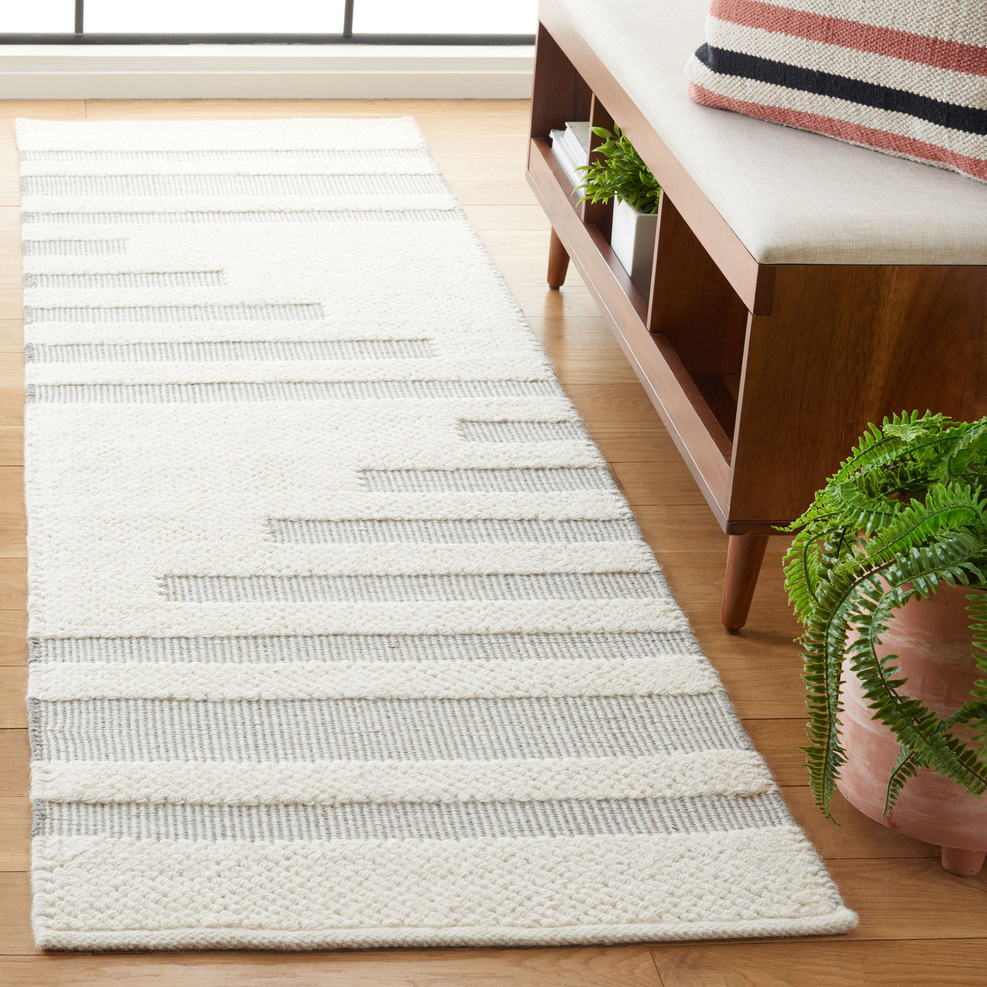 Ivy Bronx Cortni Hand Woven Wool Striped Rug | Wayfair