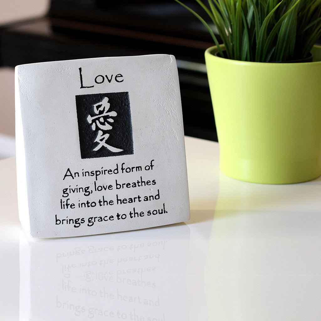 Trinx Engraved Limestone "Love" Inspirational Home Decor - Garden ...