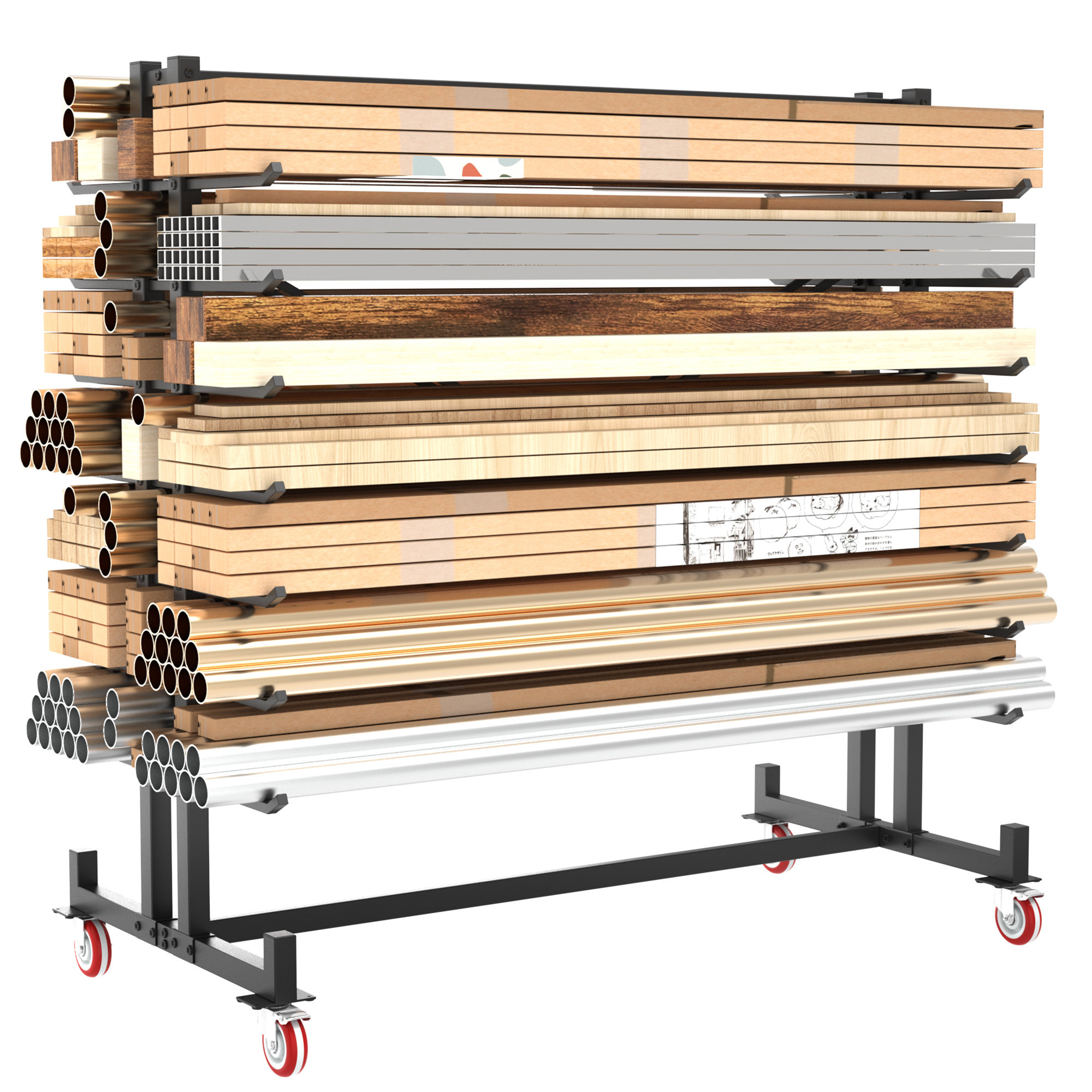 17 Stories 7-Tier Steel Horizontal Storage Rack,Detachable Lumber ...