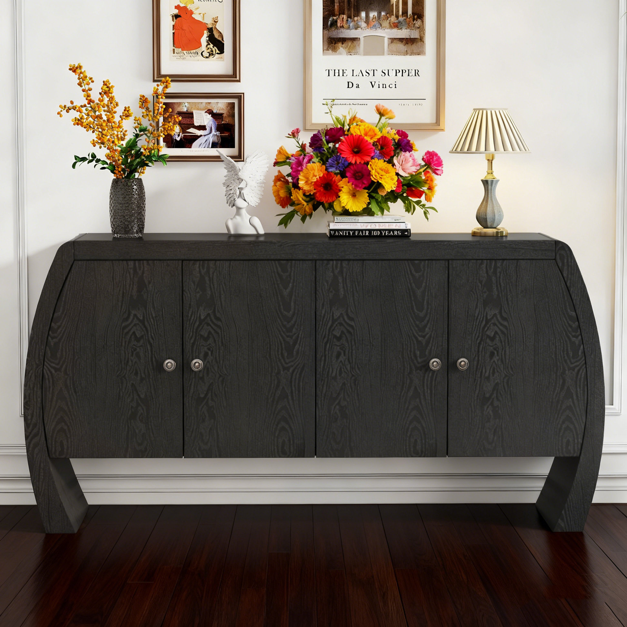 George Oliver Curved Buffet Cabinet,Sideboard Buffet Storage Cabinet ...