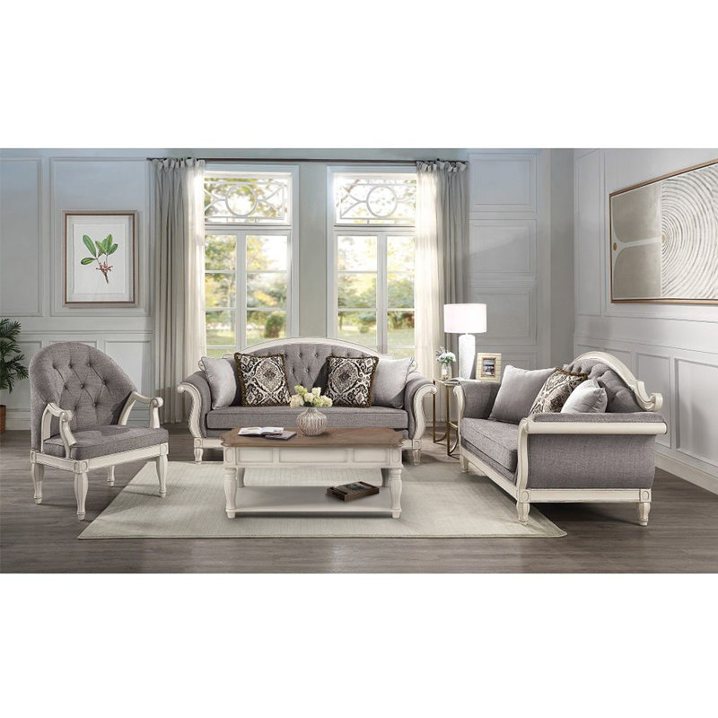 One Allium Way® Baltique Transitional 88"L Fabric Upholstered Sofa in ...