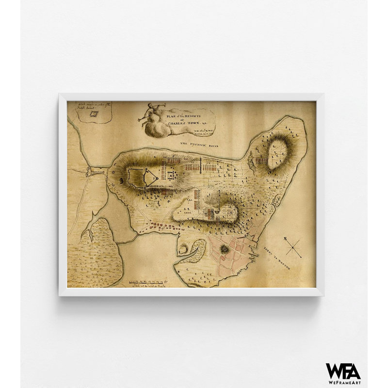 WeFrameArt Plan Of The Heights Of Charles Town Map, Old Military Maps ...