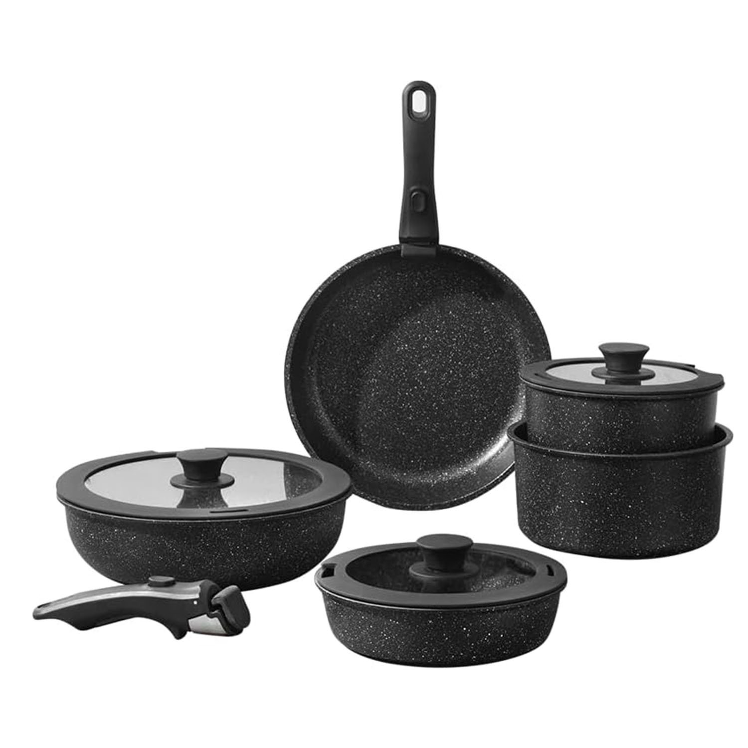 BN-LINKKL Pots And Pans Set, Nonstick Detachable Handle Cookware Set ...