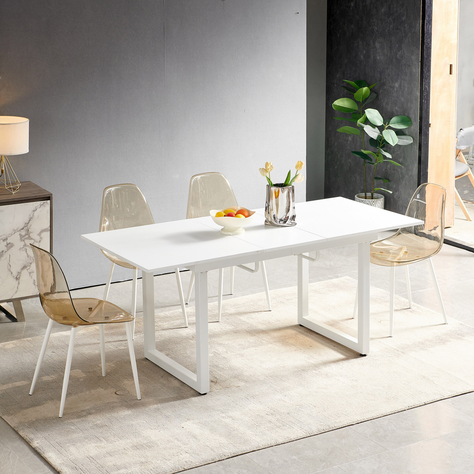 George Oliver Mid-Century Dining Table For 4-6 People With Mdf Table ...