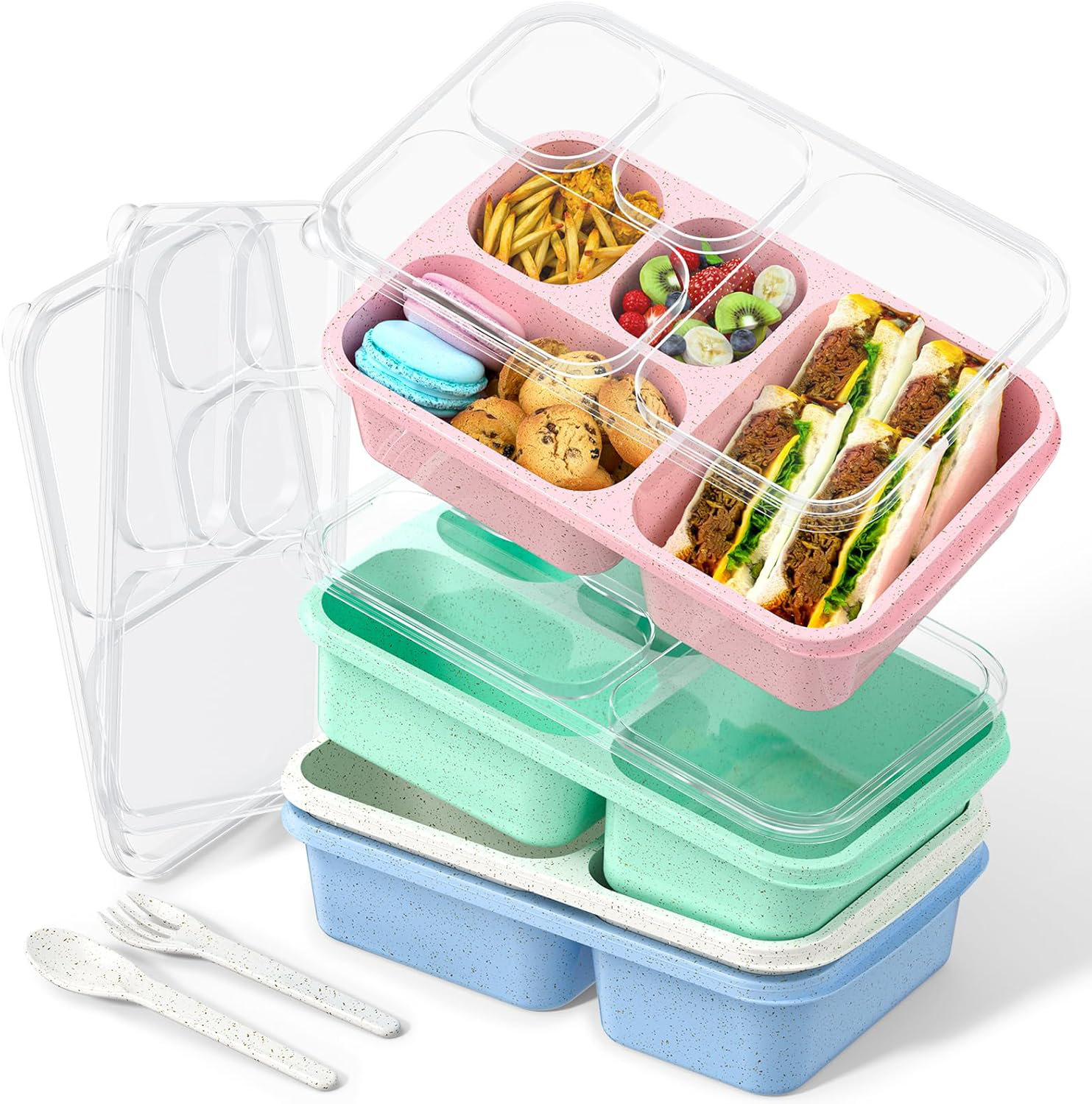 Ebern Designs 4-Compartment 44oz Wheat Straw Bento Box – BPA-Free ...
