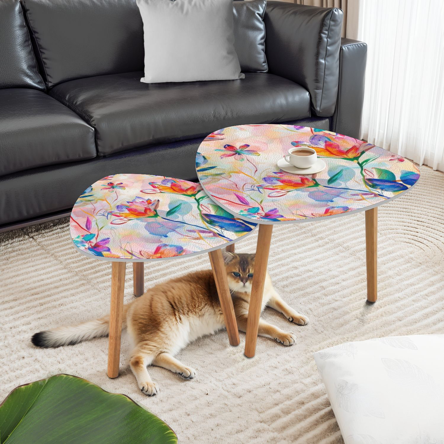 George Oliver Triangle Nesting Coffee Table Set of 2 Sweet flower ...
