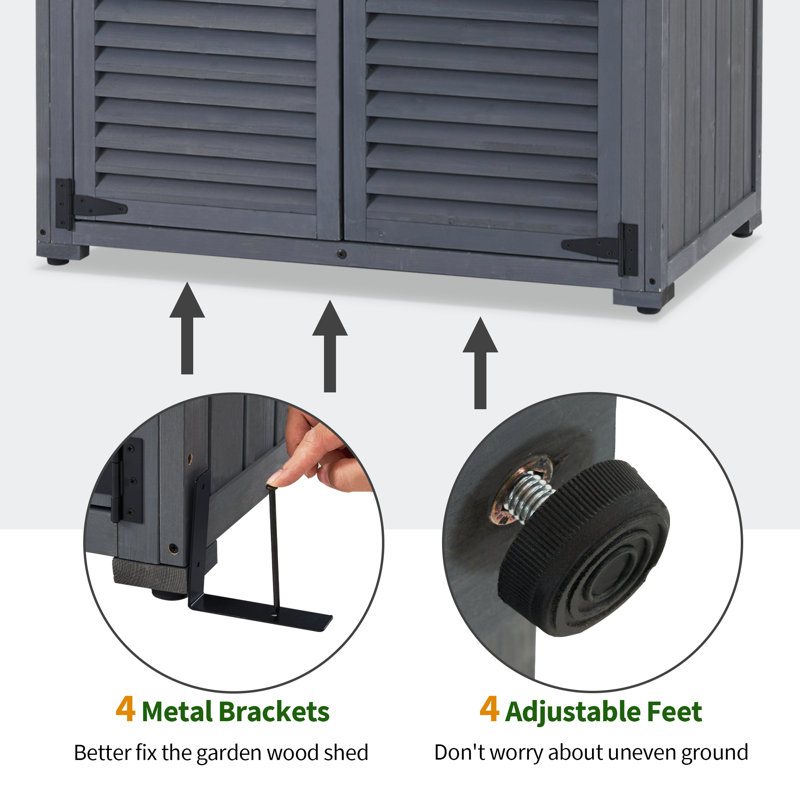 MCombo Outdoor Wooden Storage Cabinet，Garden Tool Shed with Latch and ...