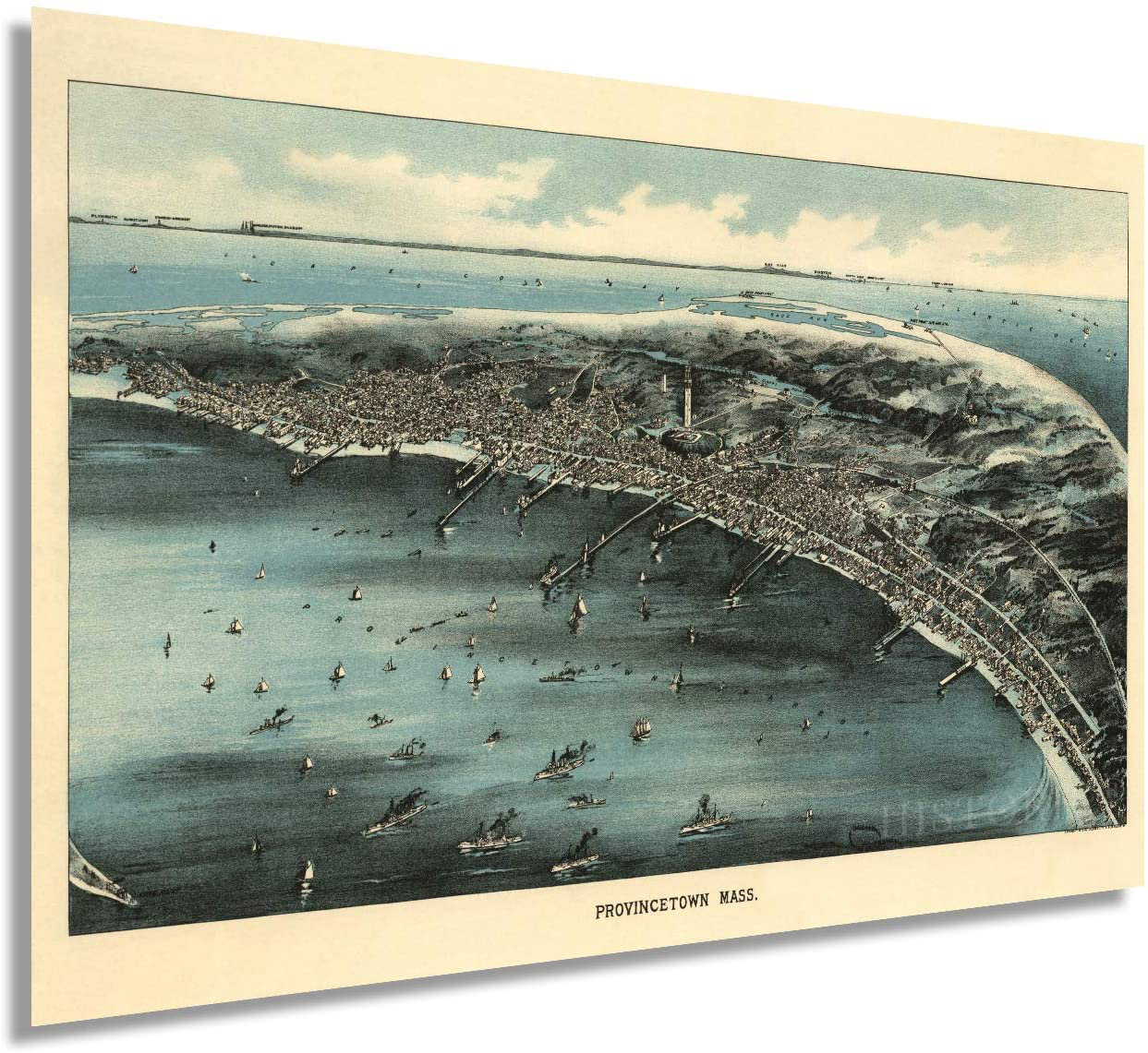 Breakwater Bay 1910 Provincetown Massachusetts Map Poster Wall Art on ...