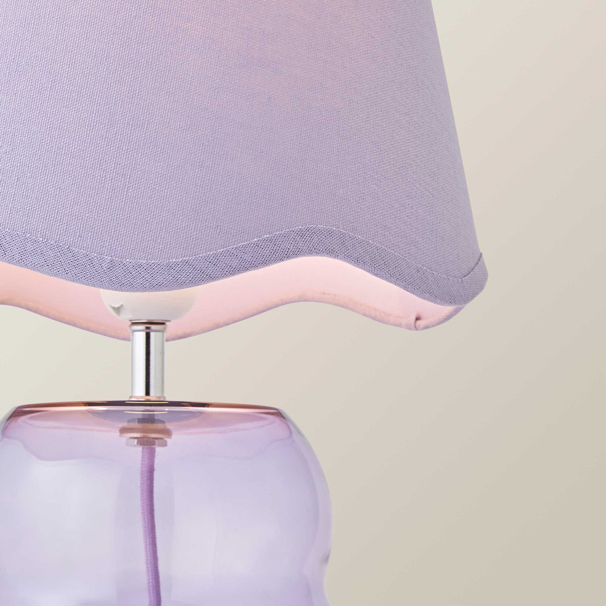 Metro Lane Deleena Lilac Glass Bubble Table Lamp with Lilac Scallop ...