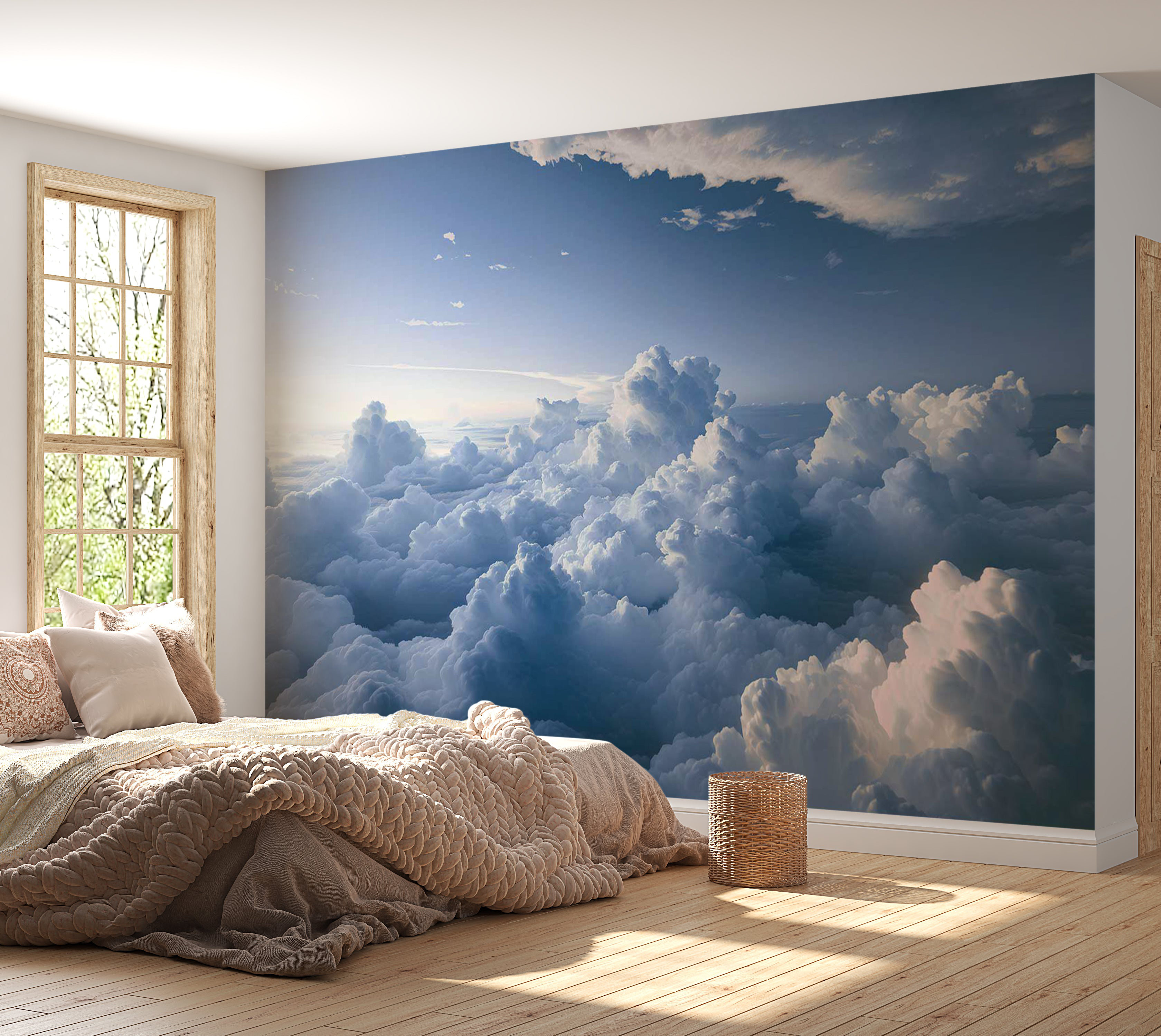 Latitude Run® Peel & Stick Landscape Wall Mural - Fluffy Cloud ...