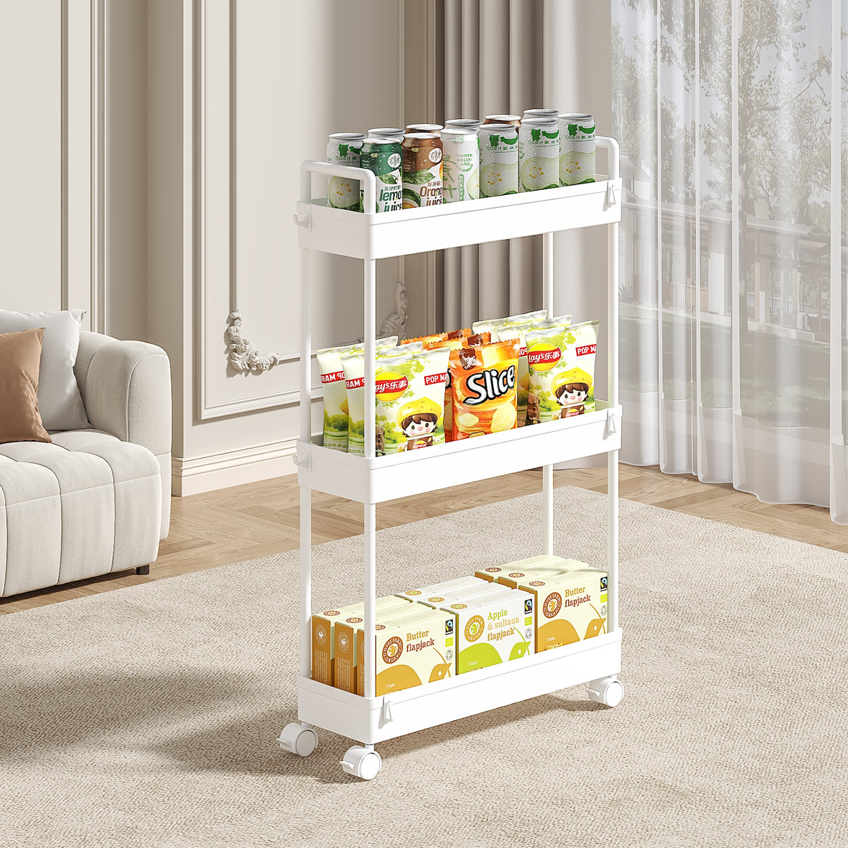 SPACEAIM Slim Rolling Storage Cart, 3 Tier Bathroom Storage Organizer ...