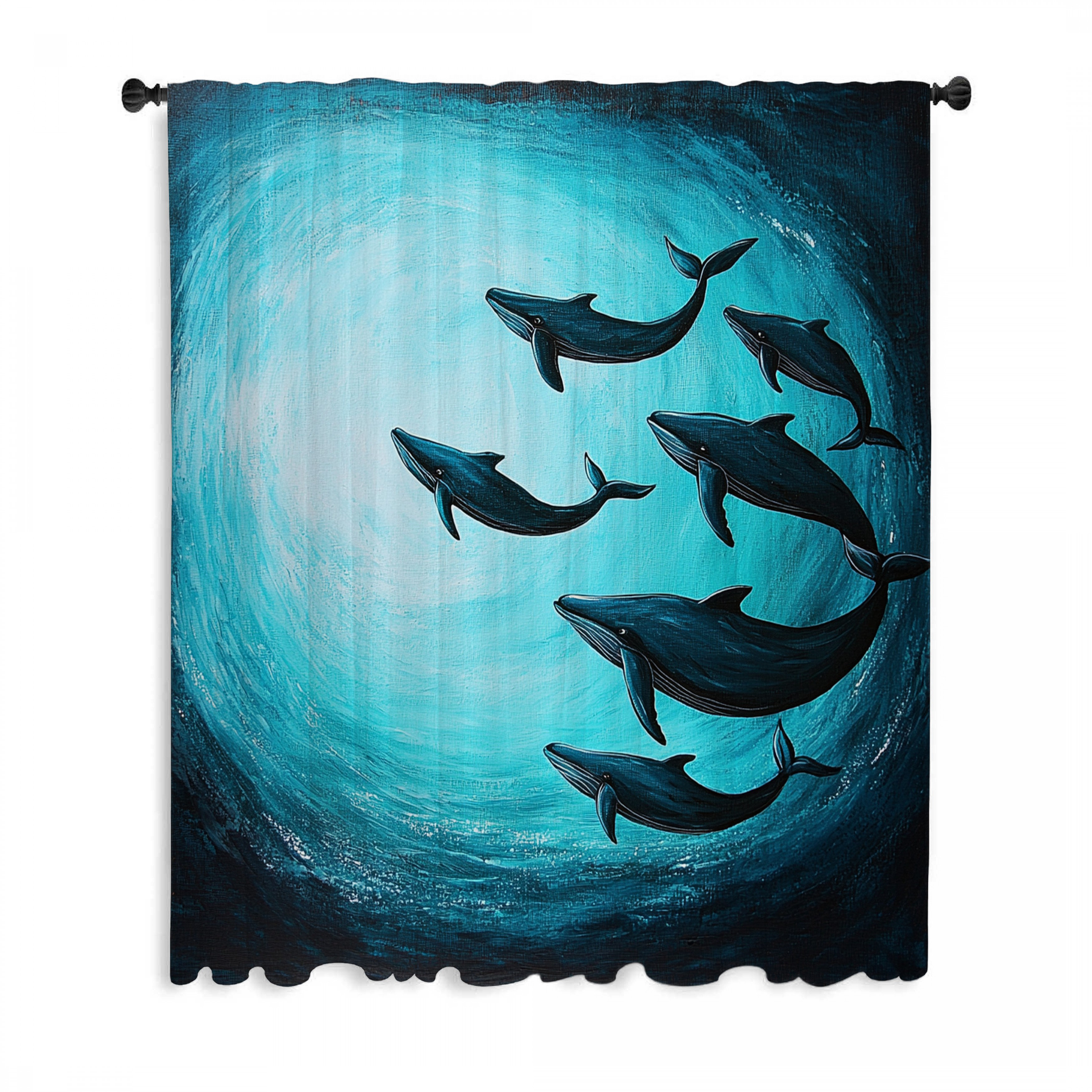 Dakota Fields Whale Gathering Window Curtains, Marine Blockout & Sheer ...
