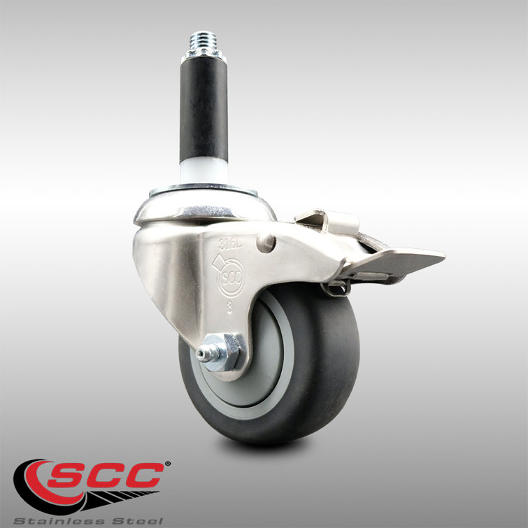 Service Caster Thermoplastic Rubber Swivel Stem Caster Lock Brake ...
