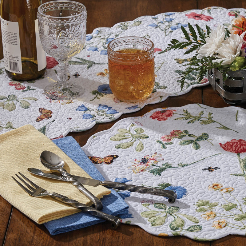 Red Barrel Studio® Wildflower Scalloped Table Runner - 54"L & Reviews ...