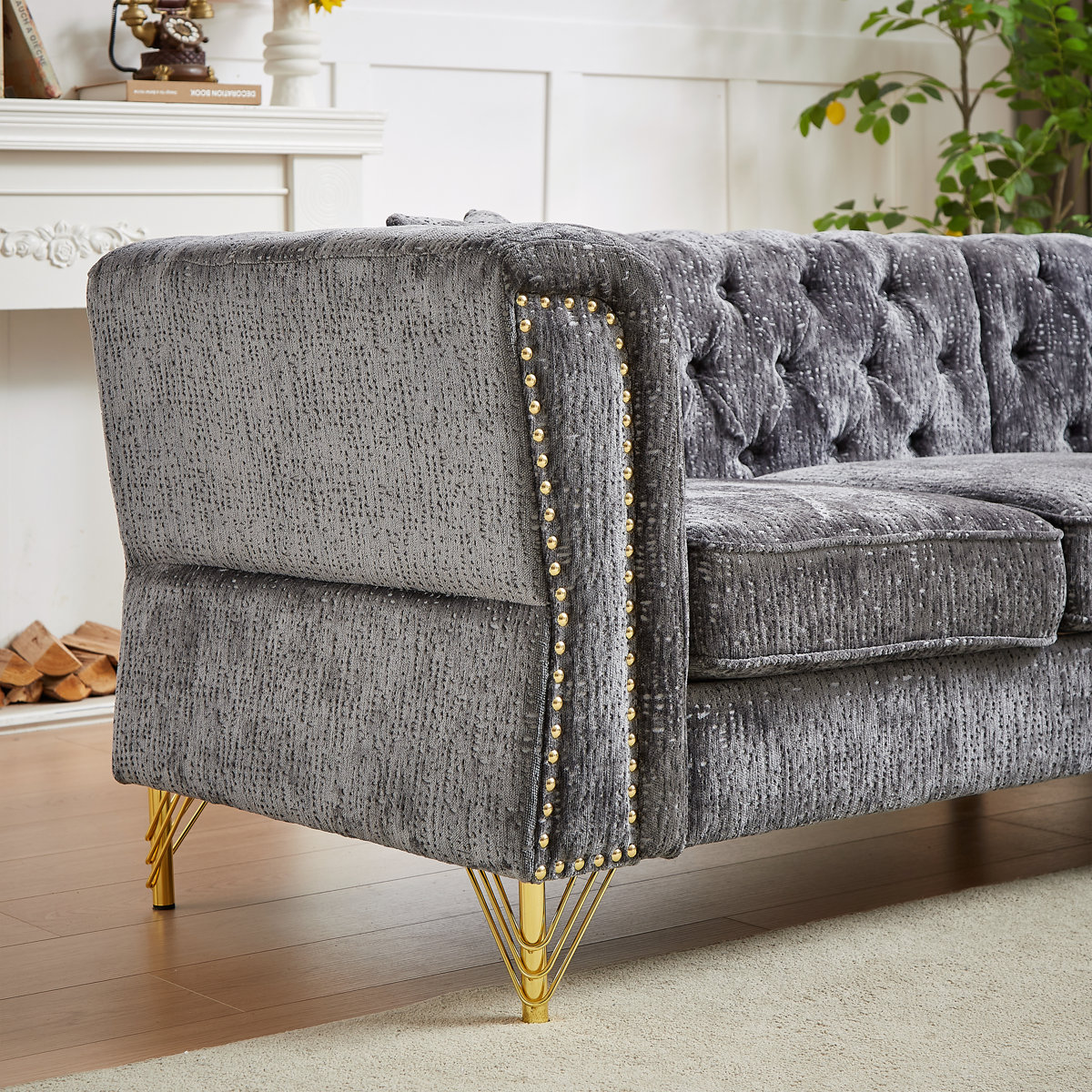NFusion Reign 81.6-Inch Chenille L-Shaped Sectional Sofa | Wayfair