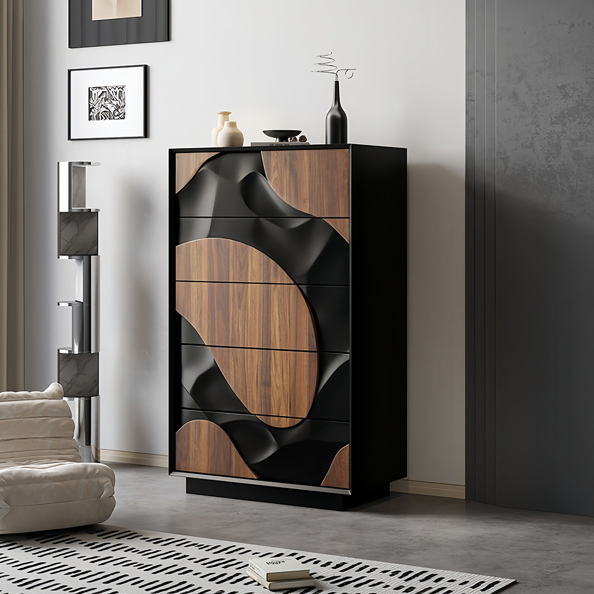 Licalilo Colour Block Streamline Storage Decorative Cabinet - Wayfair ...