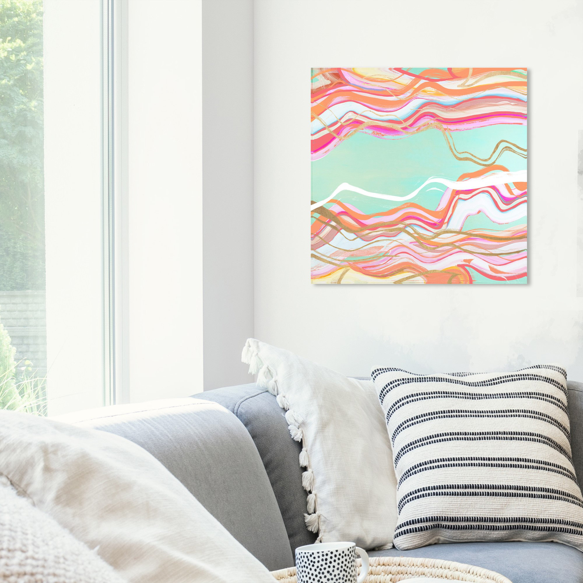 Ebern Designs 'Choose Happiness Flow' - Wrapped Canvas Painting Print ...