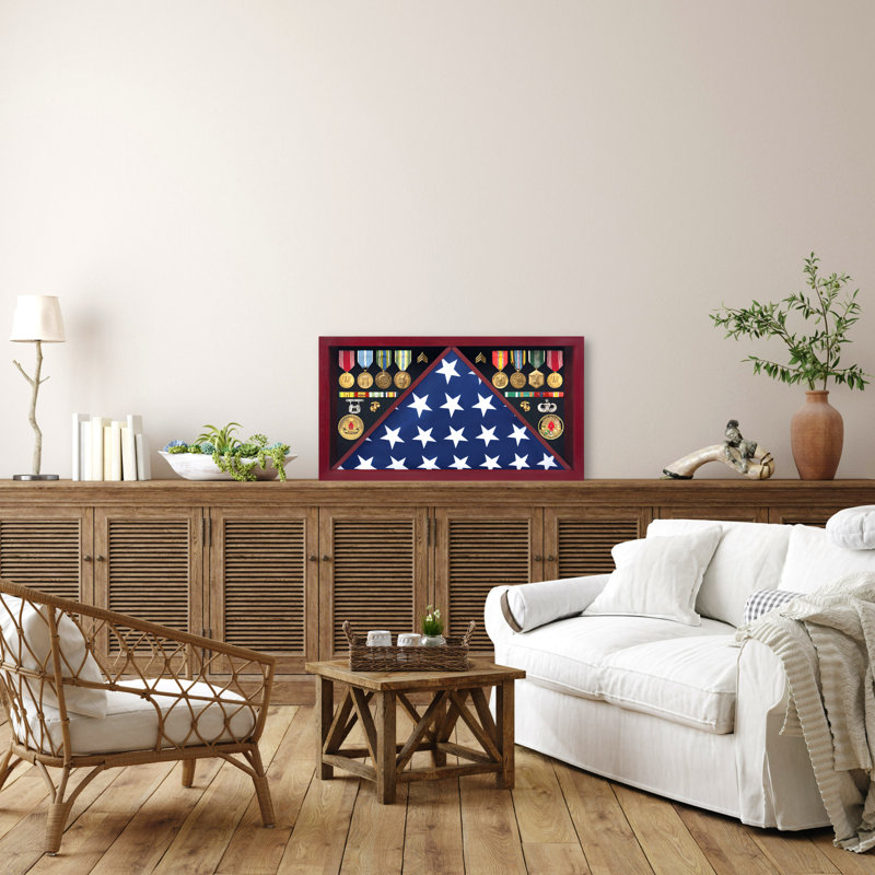 ILOT Large Military Shadow Box - Solid Wood Flag Case for 5' x 9.5 ...