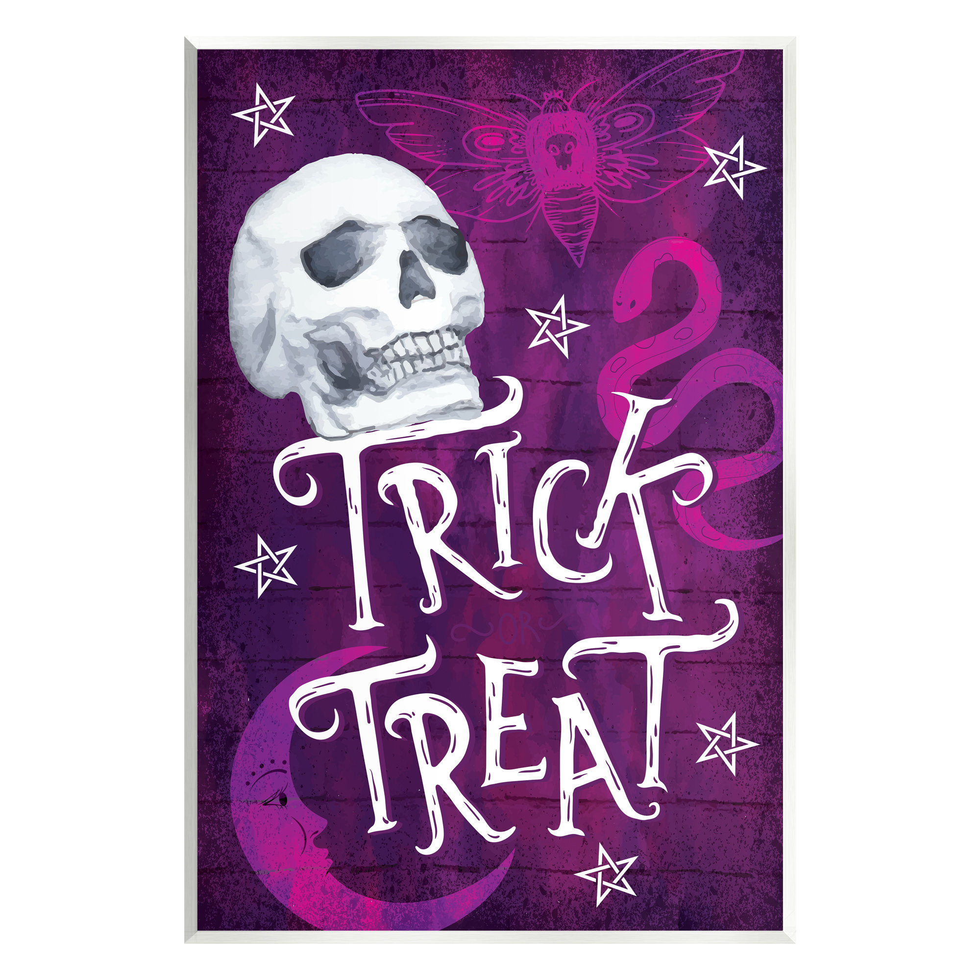 Stupell Industries Trick Or Treat Purple Halloween Framed Floater ...