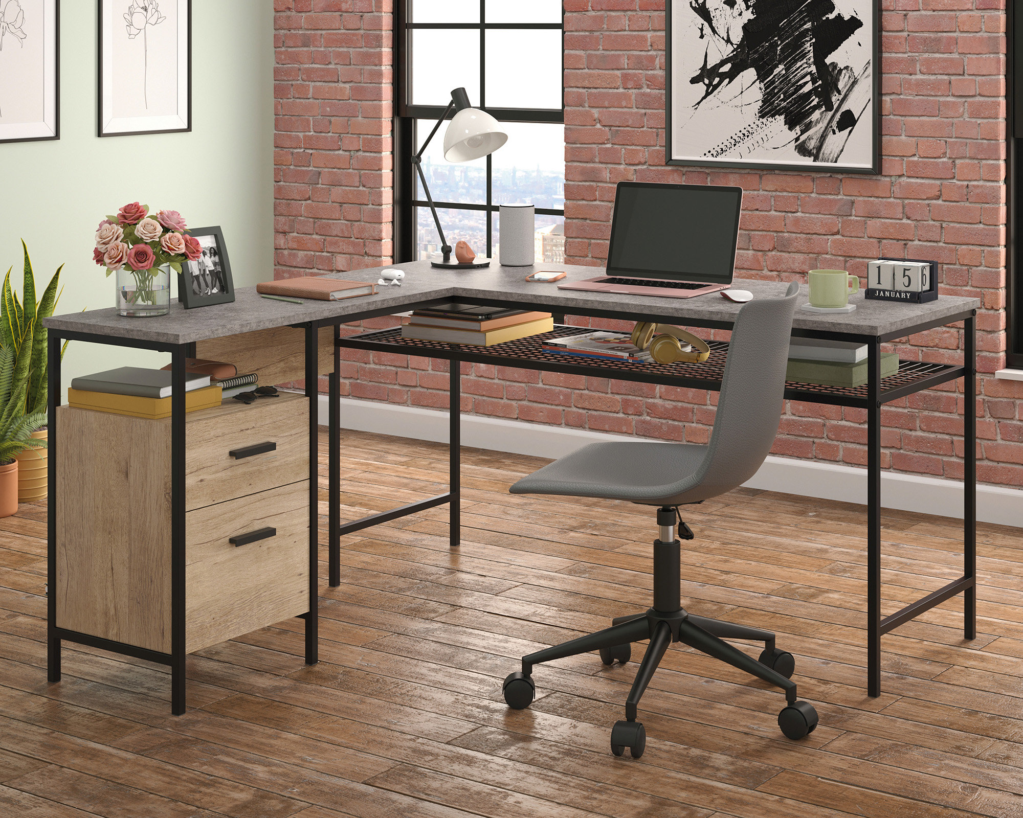 Crafters and Weavers Market Commons L-Desk | Wayfair