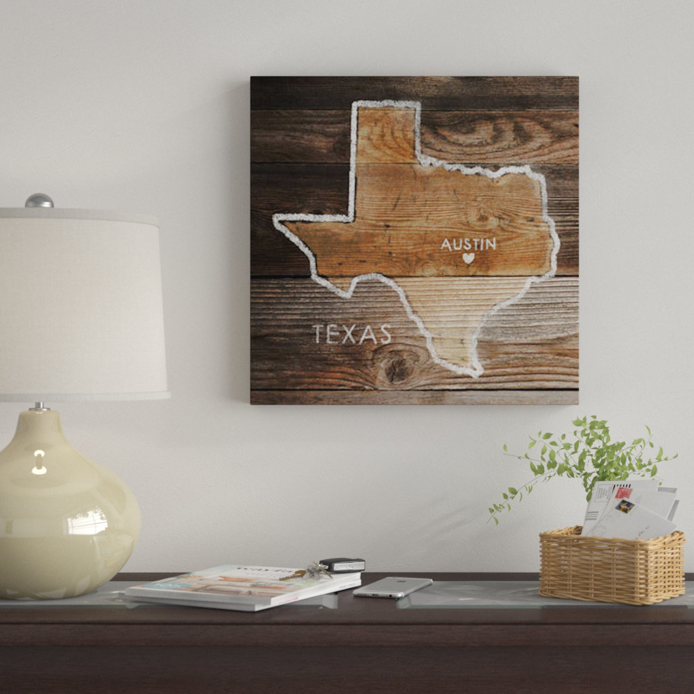 East Urban Home Texas Rustic Map by PI Galerie - Graphic Art Print on ...