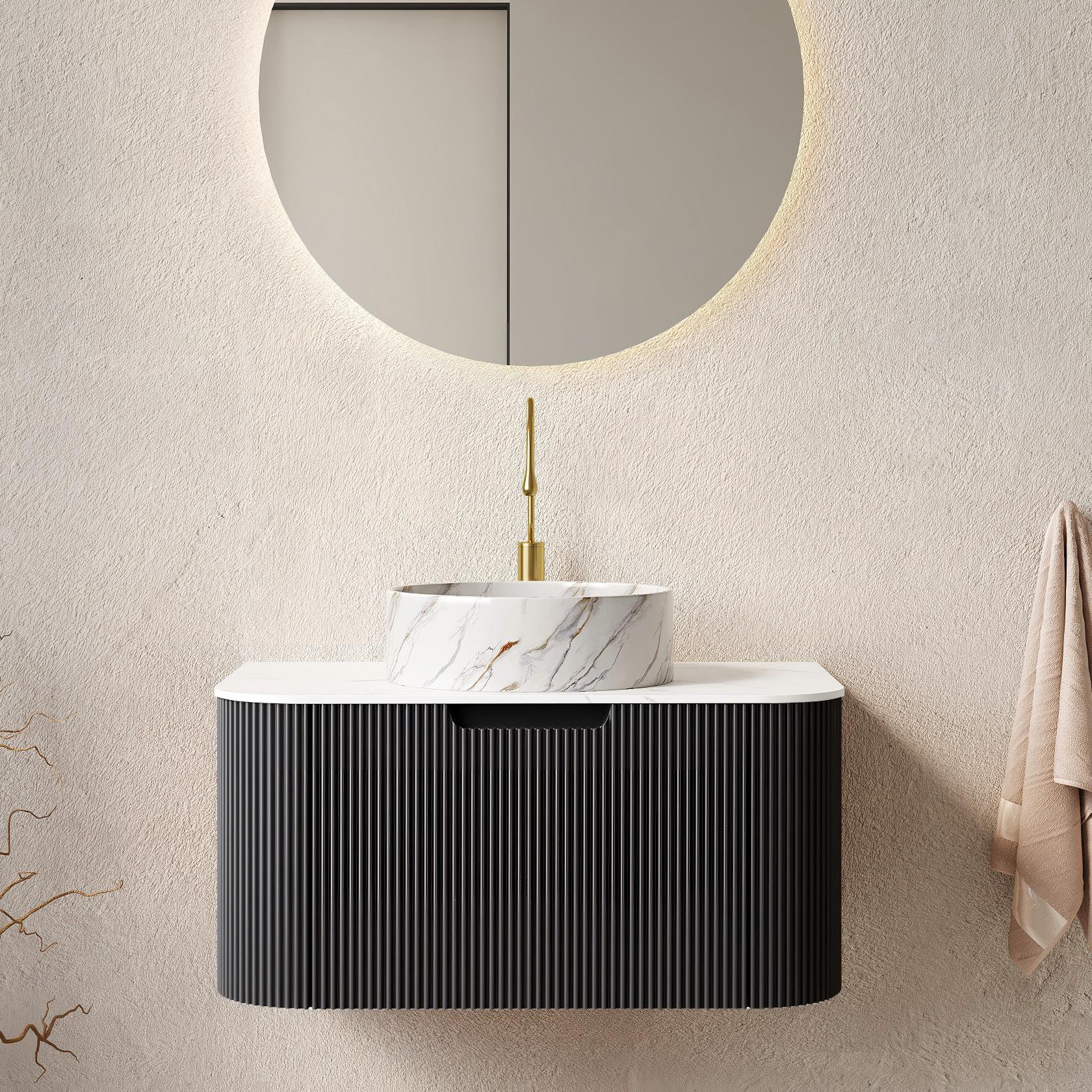Latitude Run® Echoe 30" Wall Mounted Curved Edges Striped Bathroom ...