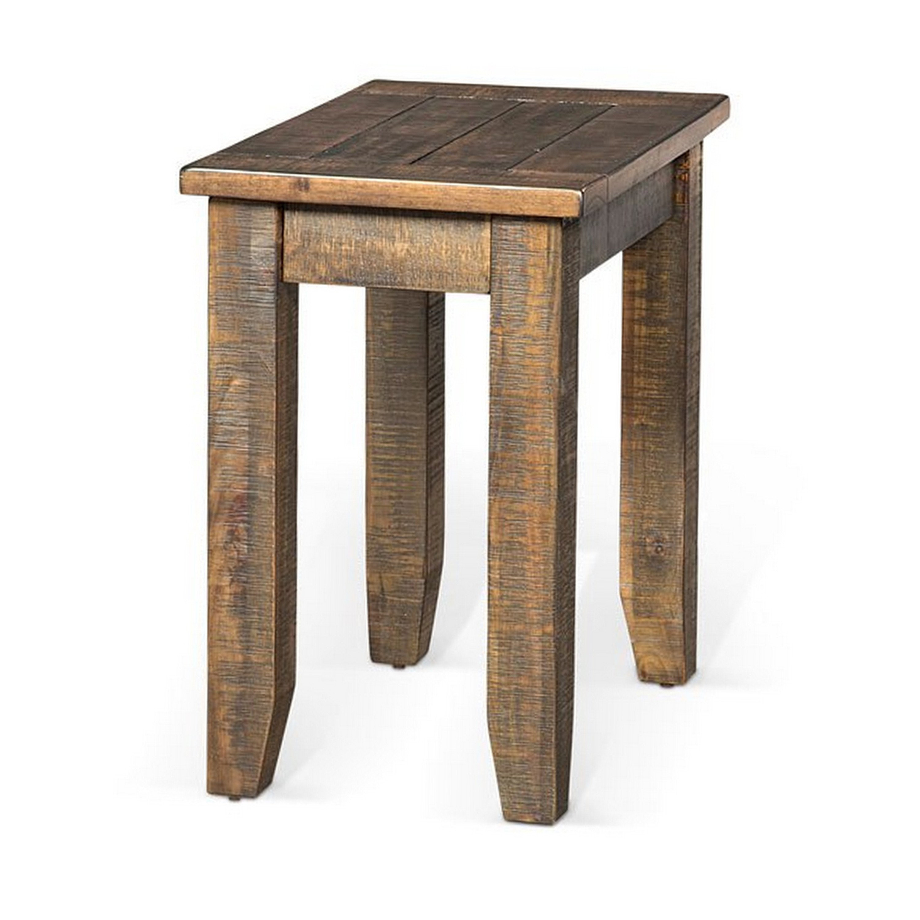 Benjara Flint Chairside End Table, 22 Inch Rectangular Dark Brown ...