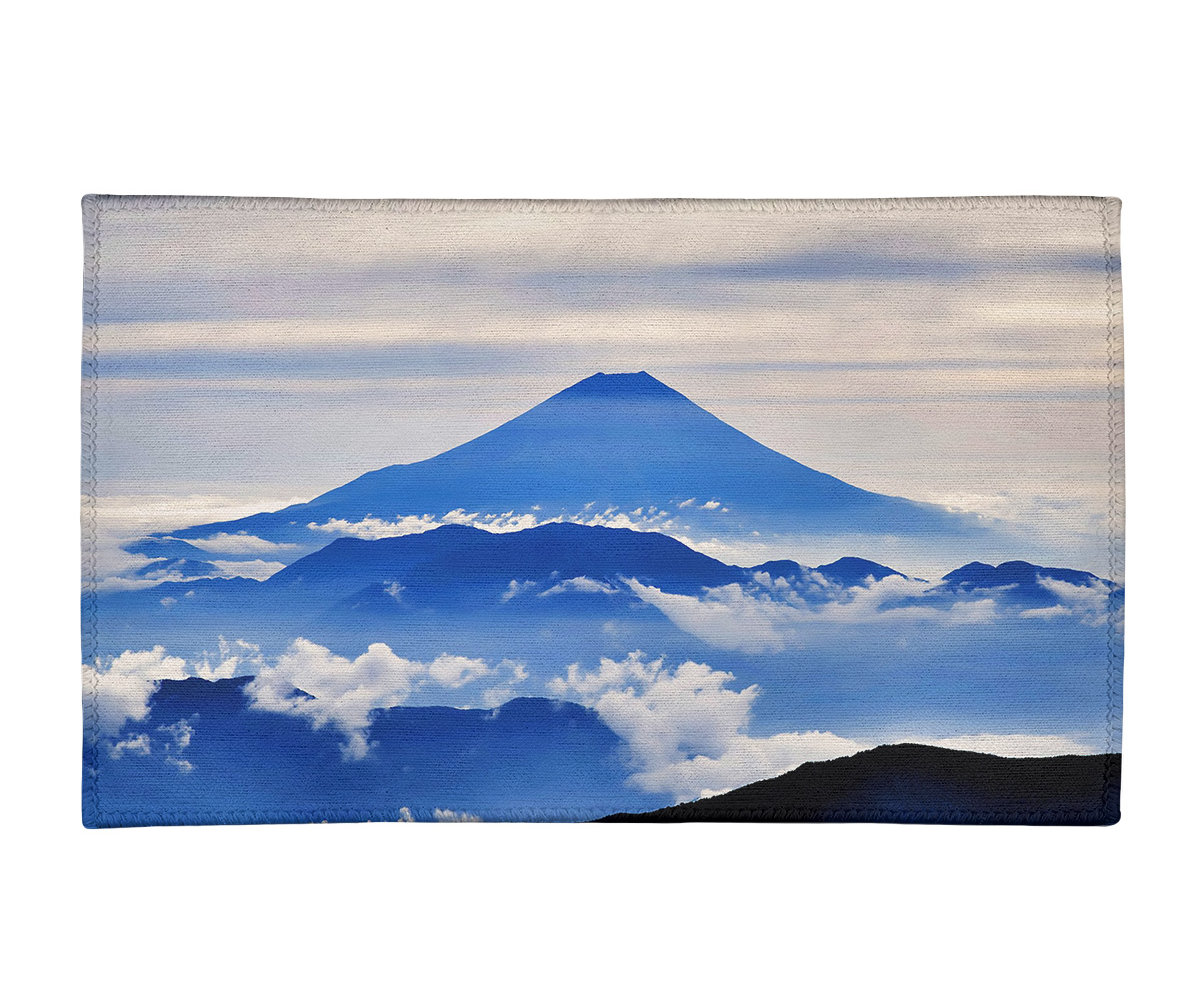 East Urban Home A View of Mt. Fuji Chenille Sky Blue Area Rug | Wayfair