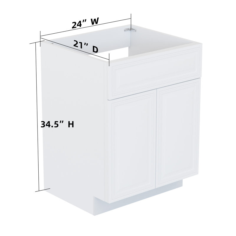 KitchenMan 24" Single Bathroom Vanity Base Only in Antique White | Wayfair
