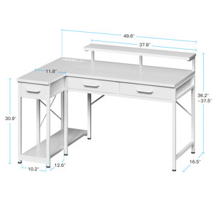 Wrought Studio™ Reversible Desk With Monitor Shelf, L-shaped Desk With ...