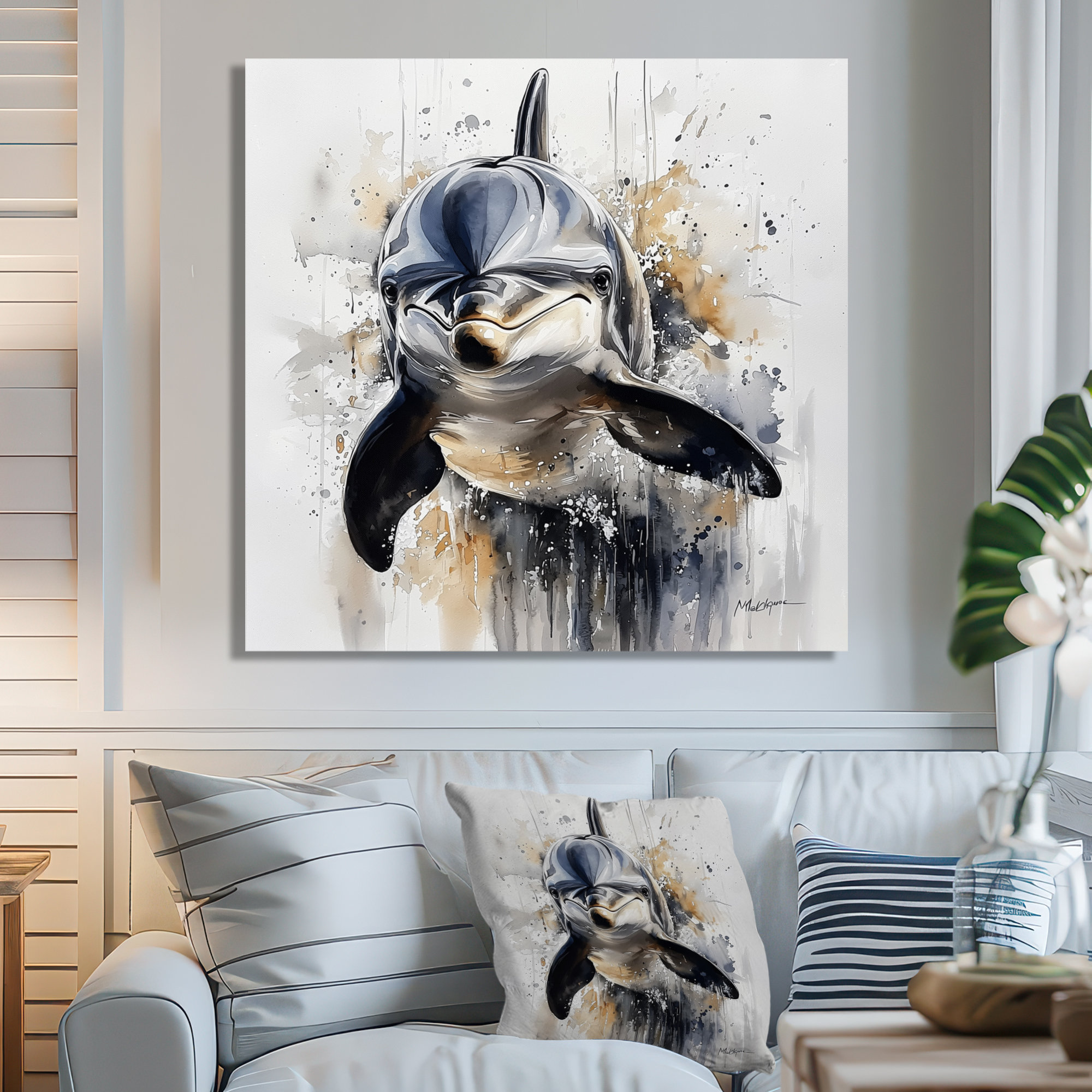 Mercer41 Glam Dolphin Portrait - Animals Dolphin Wall Art Living Room ...