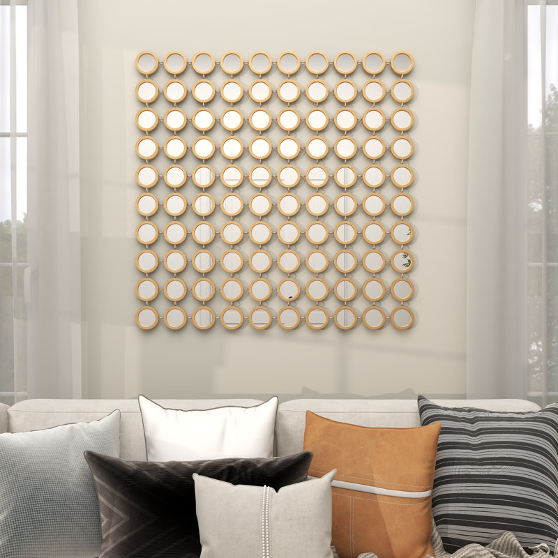 Wade Logan® Metal Geometric Room Wall Mirror with Grid Pattern ...