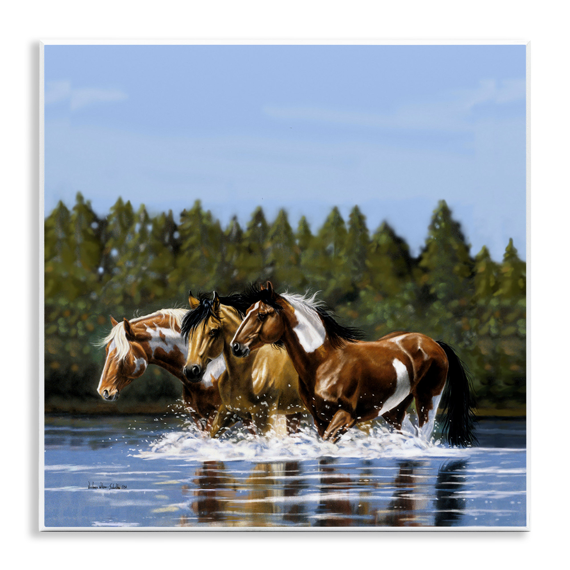 Stupell Industries Horses Upstream Splashing Wall Plaque Art by ...