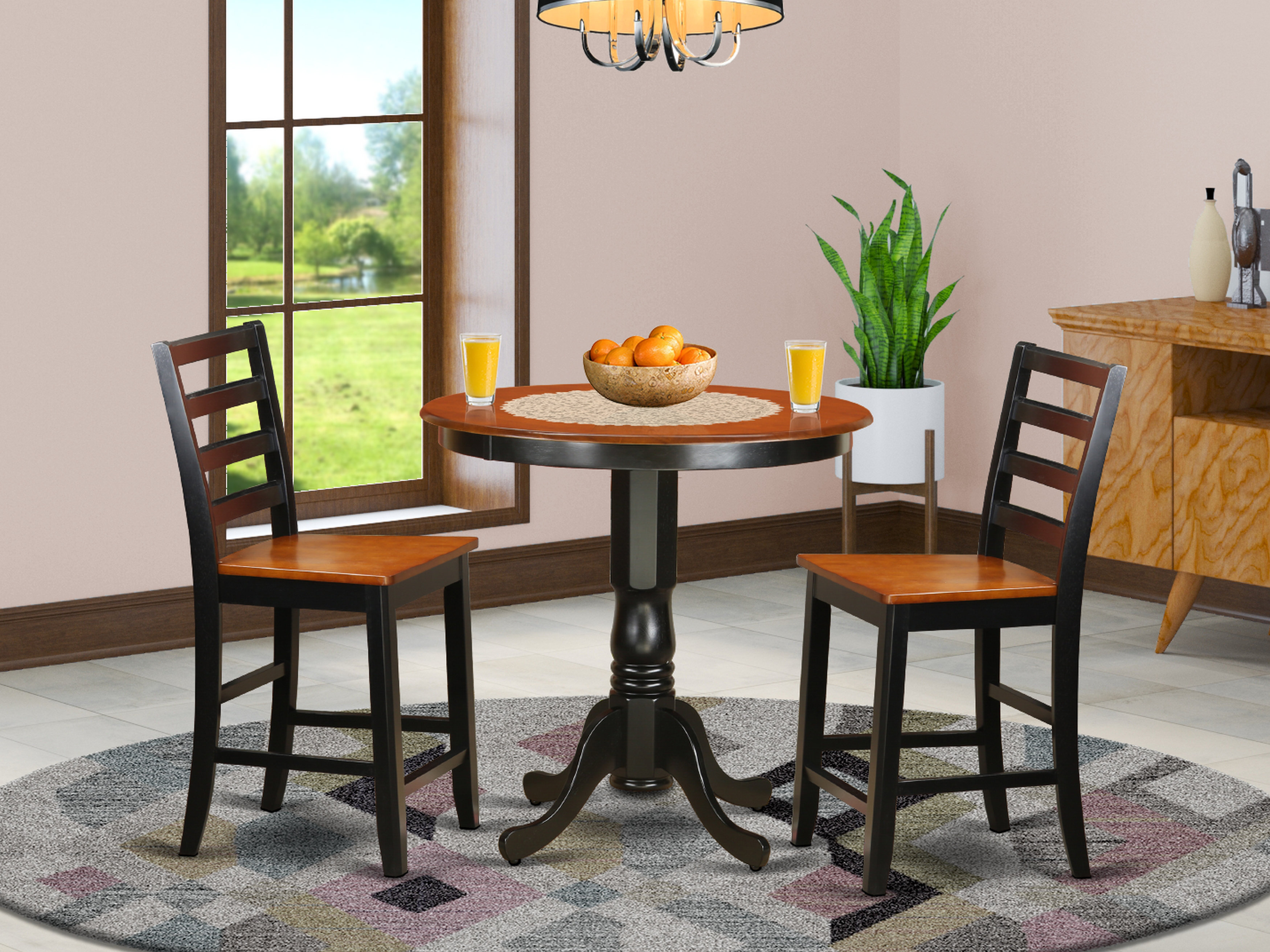 Charlton Home® Speights Counter Height Rubberwood Solid Wood Dining Set ...