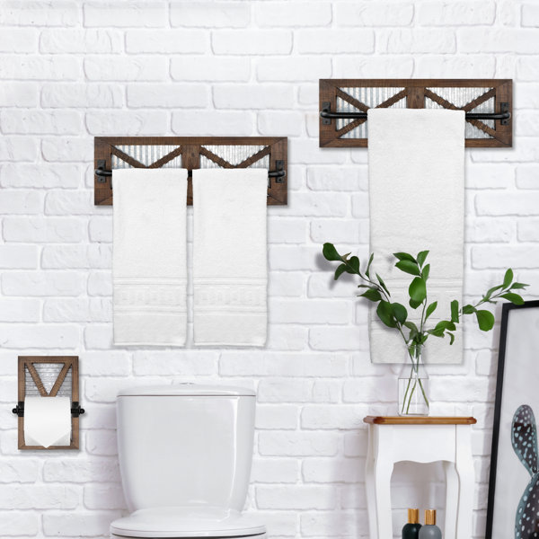 Autumn Alley 18" Wood Wall Mounted Rustic Towel Bar Set & Reviews | Wayfair