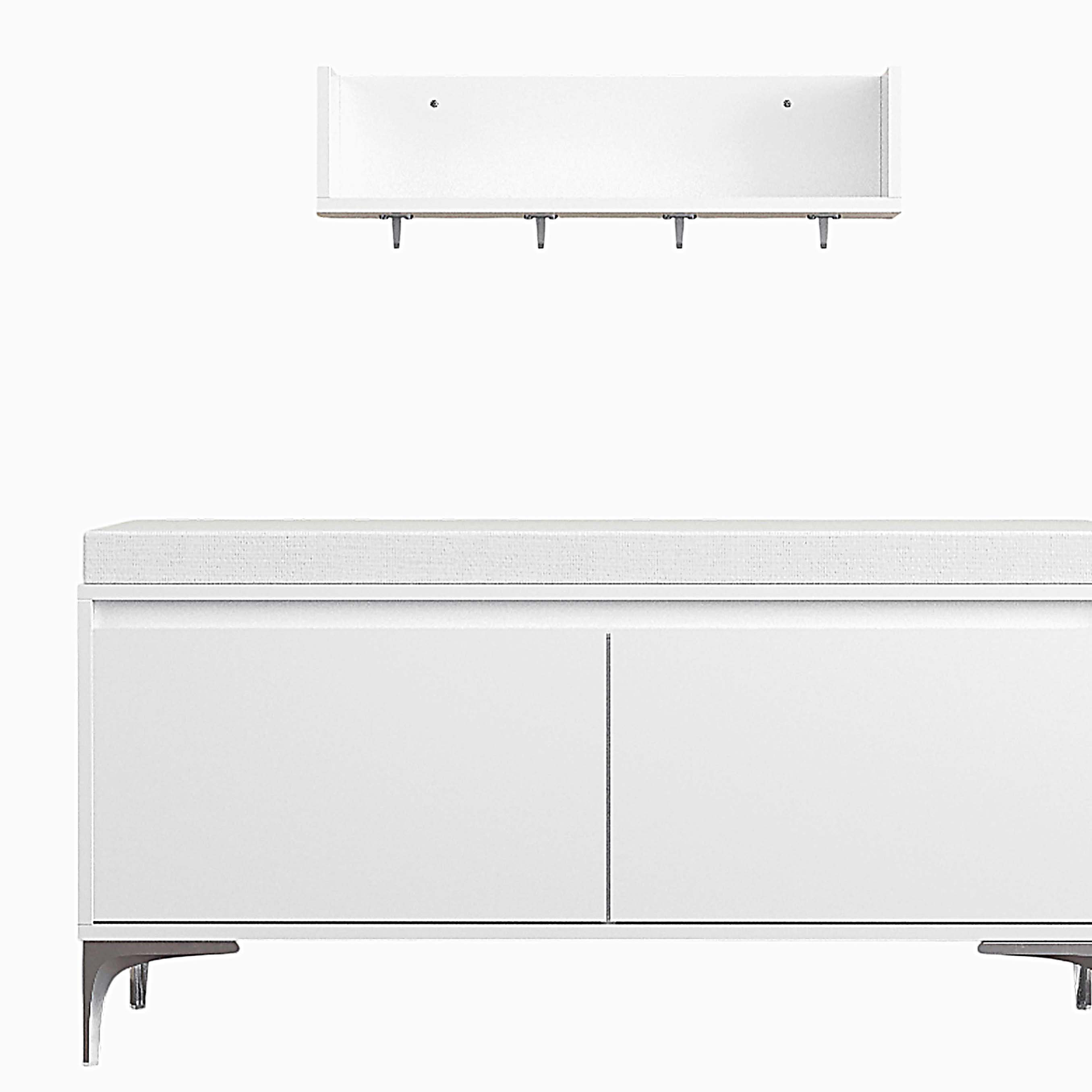 Orren Ellis Wall-Mounted Entryway Shelf with Hooks and Storage Bench ...