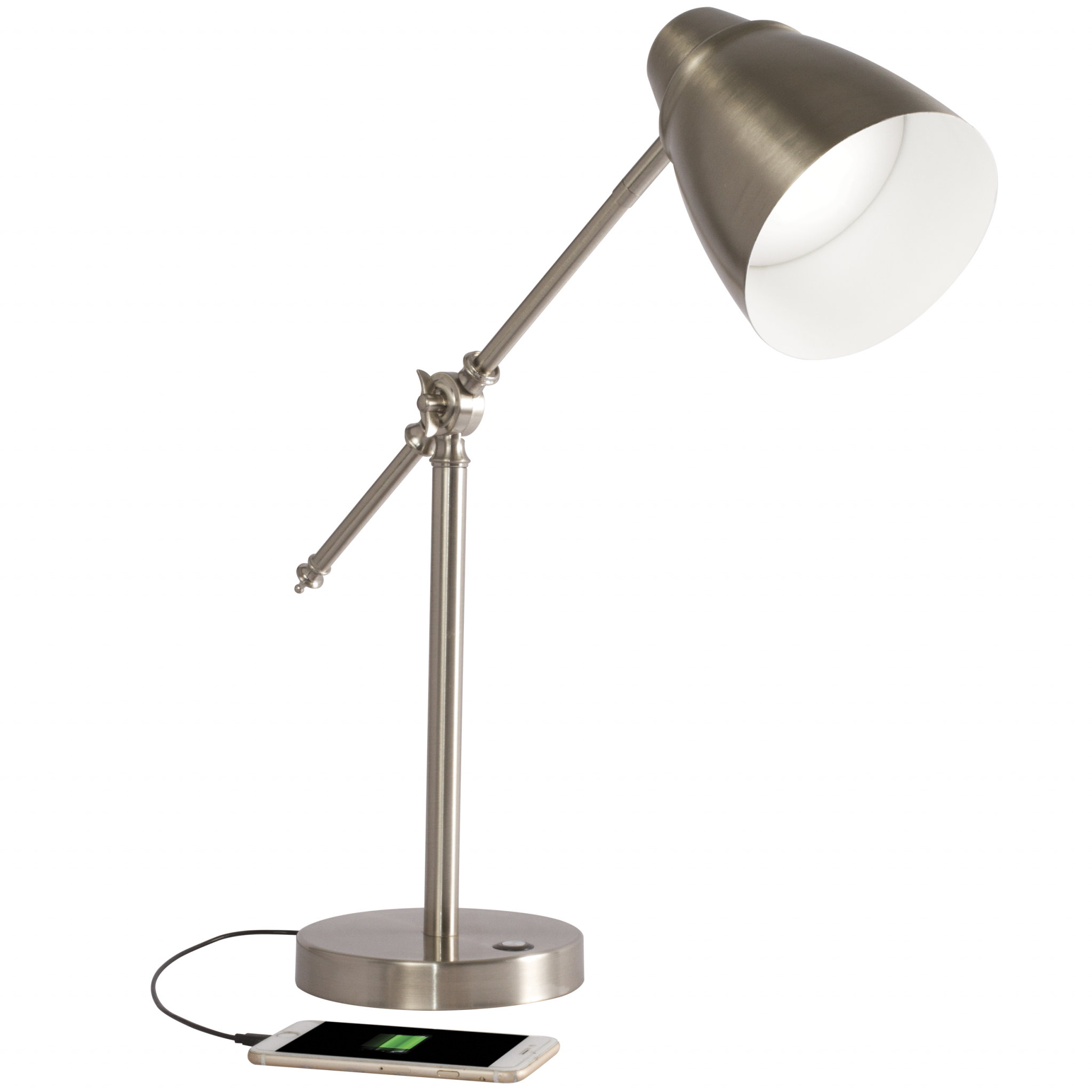 Latitude Run® Brushed Silver LED Adjustable Desk Lamp | Wayfair