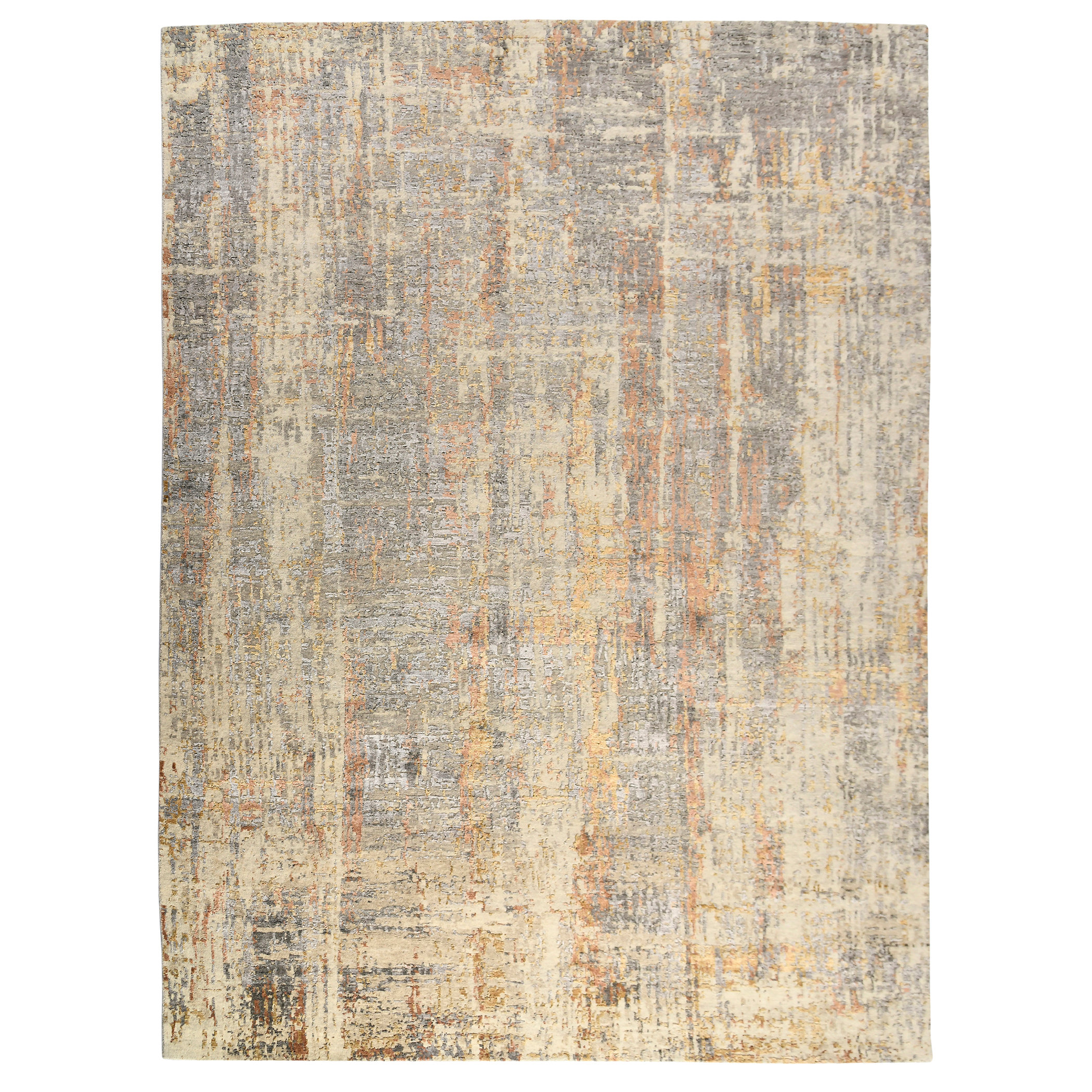 AMER Rugs Rectangle Serena Abstract Hand-Knotted Silk/Wool Area Rug in ...