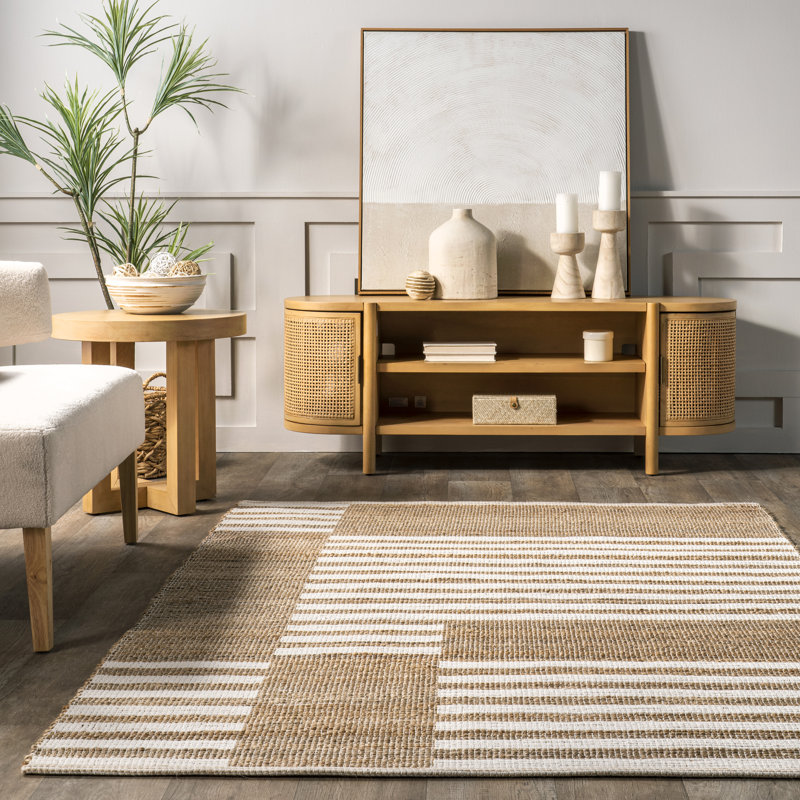 Emily Henderson x Rugs USA Natural Oberlin Striped Jute Area Rug | Wayfair