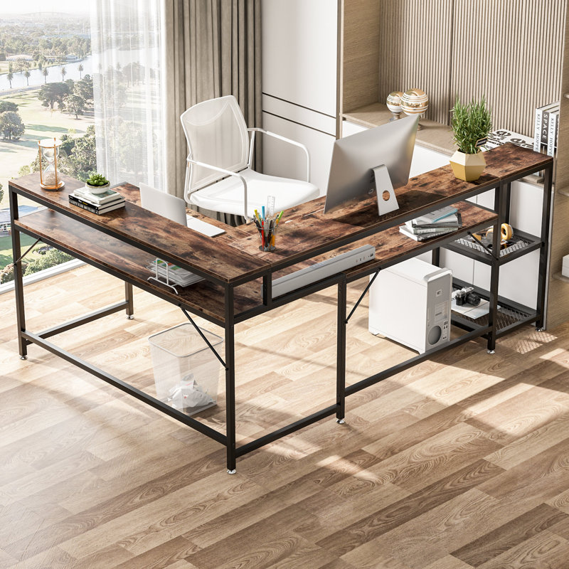 17 Stories 69 Inch L Shaped Desk with Storage Shelf & Reviews | Wayfair