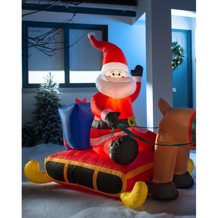 The Seasonal Aisle Pre-Lit Santa With Reindeer Inflatable | Wayfair.co.uk