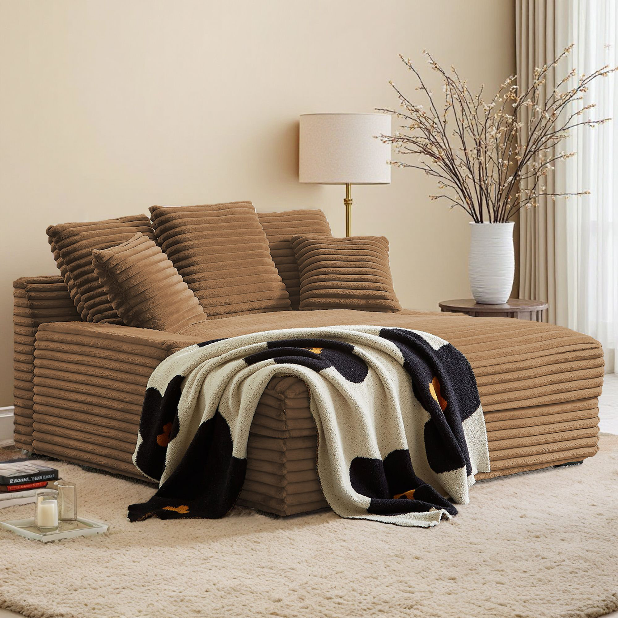 Hokku Designs Extra Wide Deep Seat Oversized Chaise Lounge Sofa Bed ...