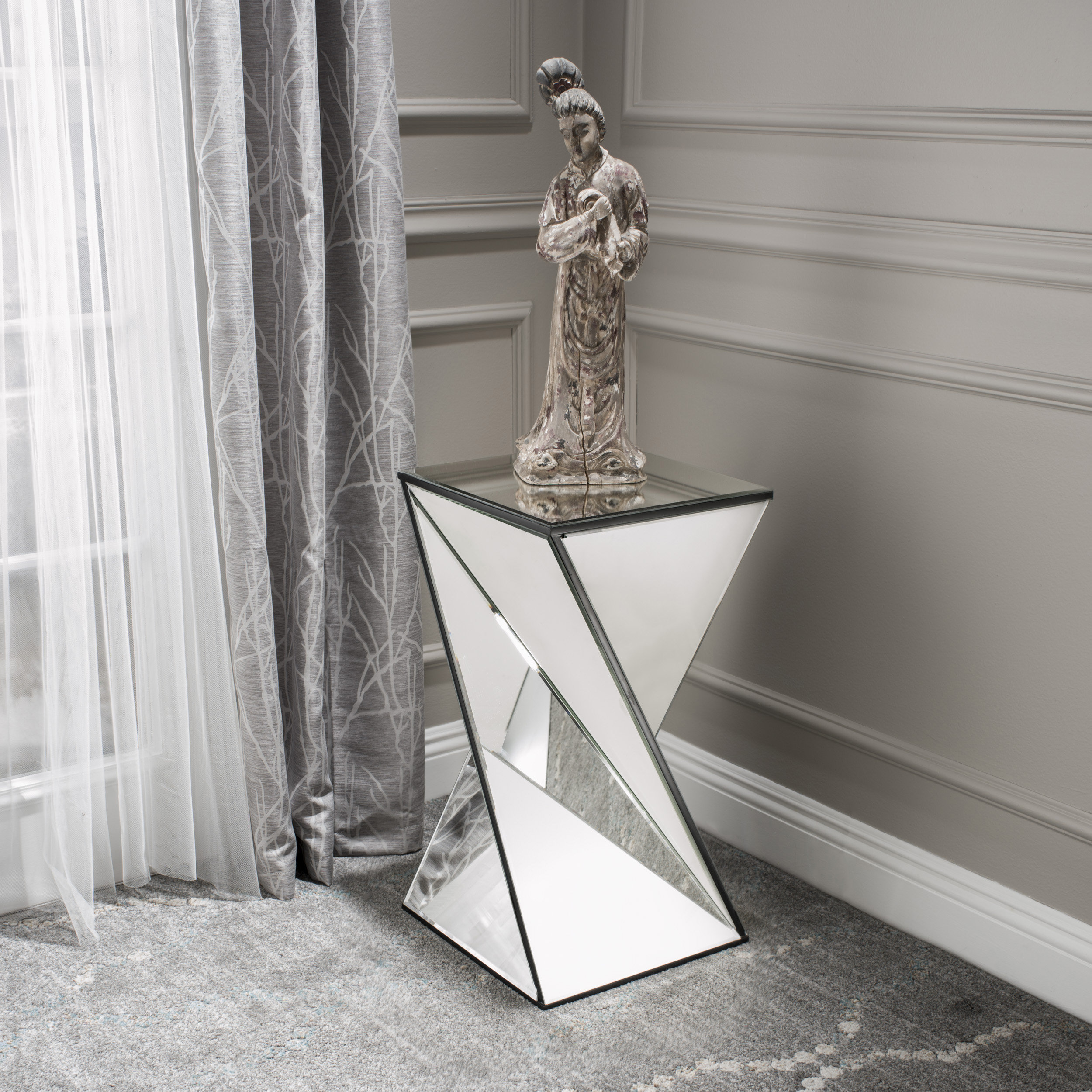 Mercer41 Gillian Mirrored Glass Top End Table & Reviews | Wayfair
