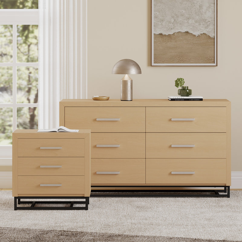 Wade Logan® Ayona Faux Wood 2 Piece Double Dresser And Nightstand ...