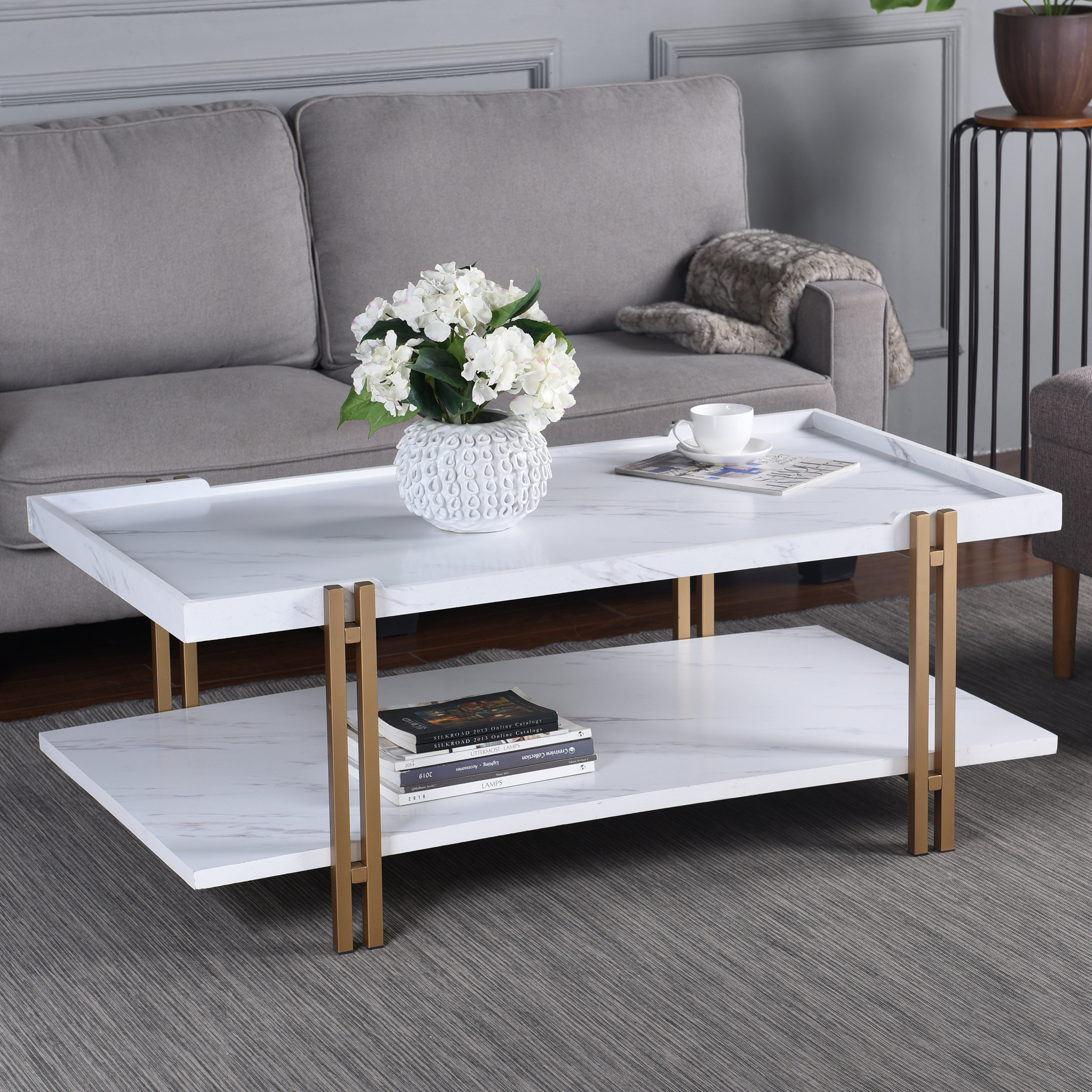 Everly Quinn Olallo Floor Shelf Coffee Table with Storage - Wayfair Canada