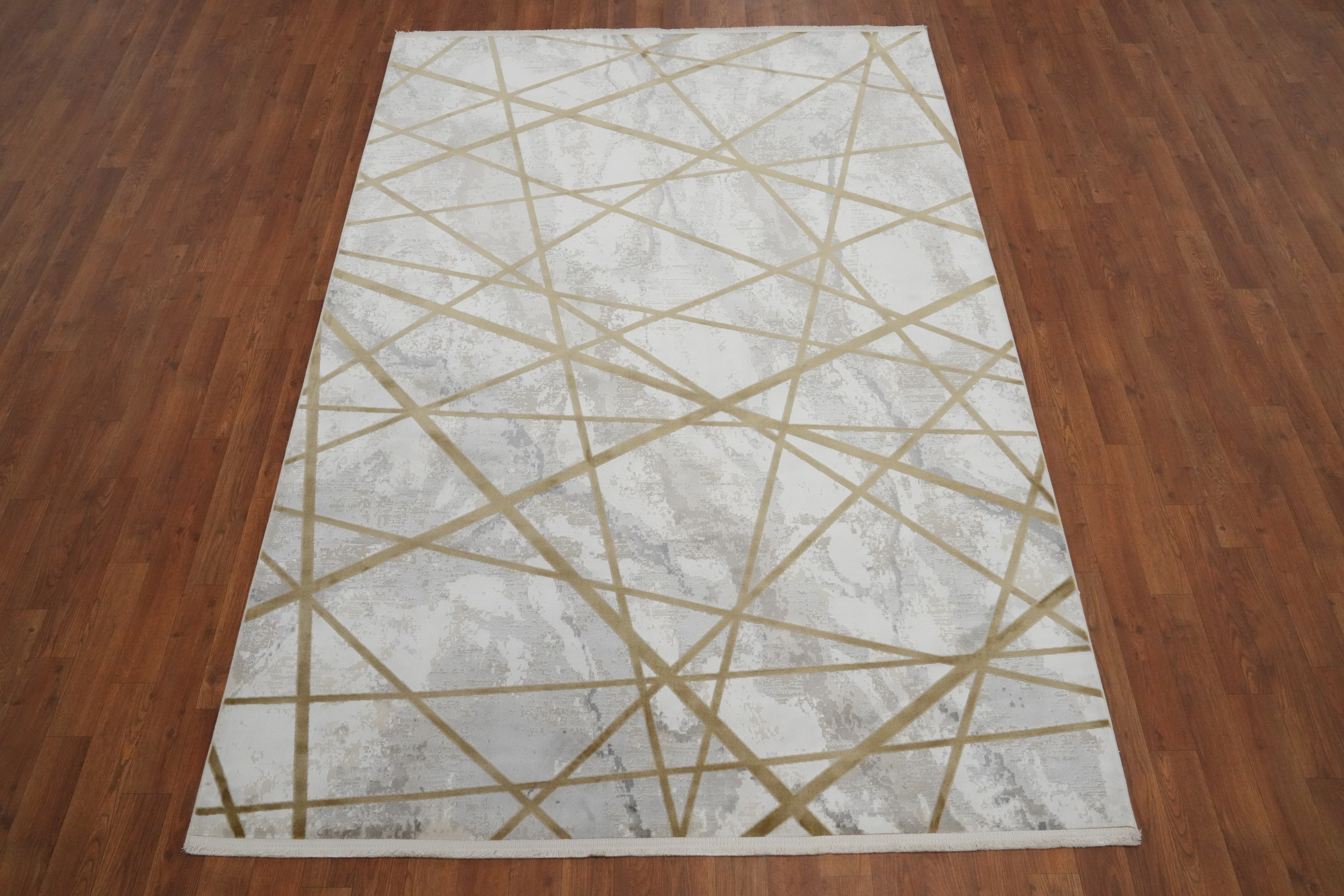 Hokku Designs Stylish Rug 5x7 with Intersecting Golden Lines for Modern ...