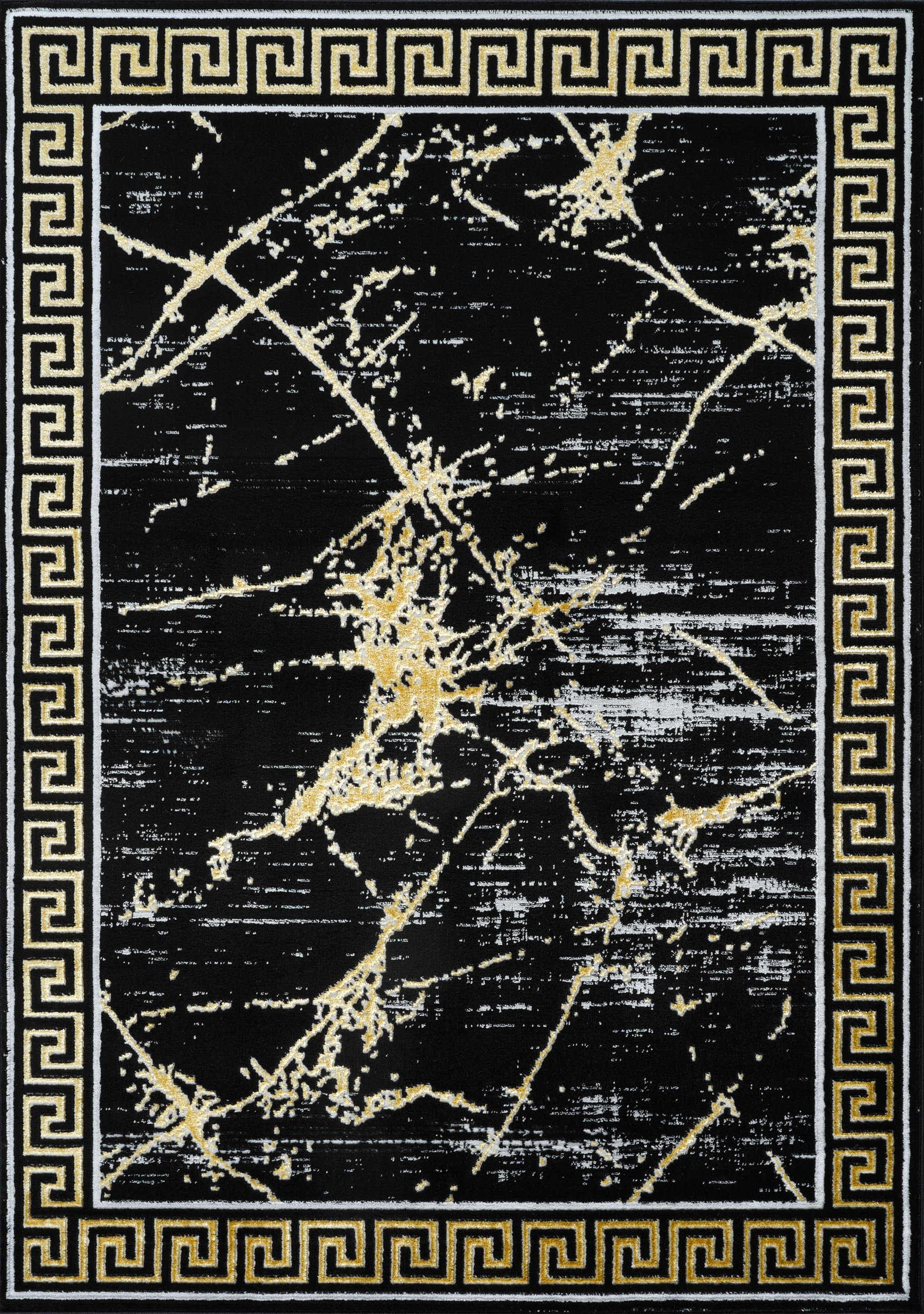 Mercer41 Area Rugs Marble Black Gold Carpet Modern Abstract Rug Living ...